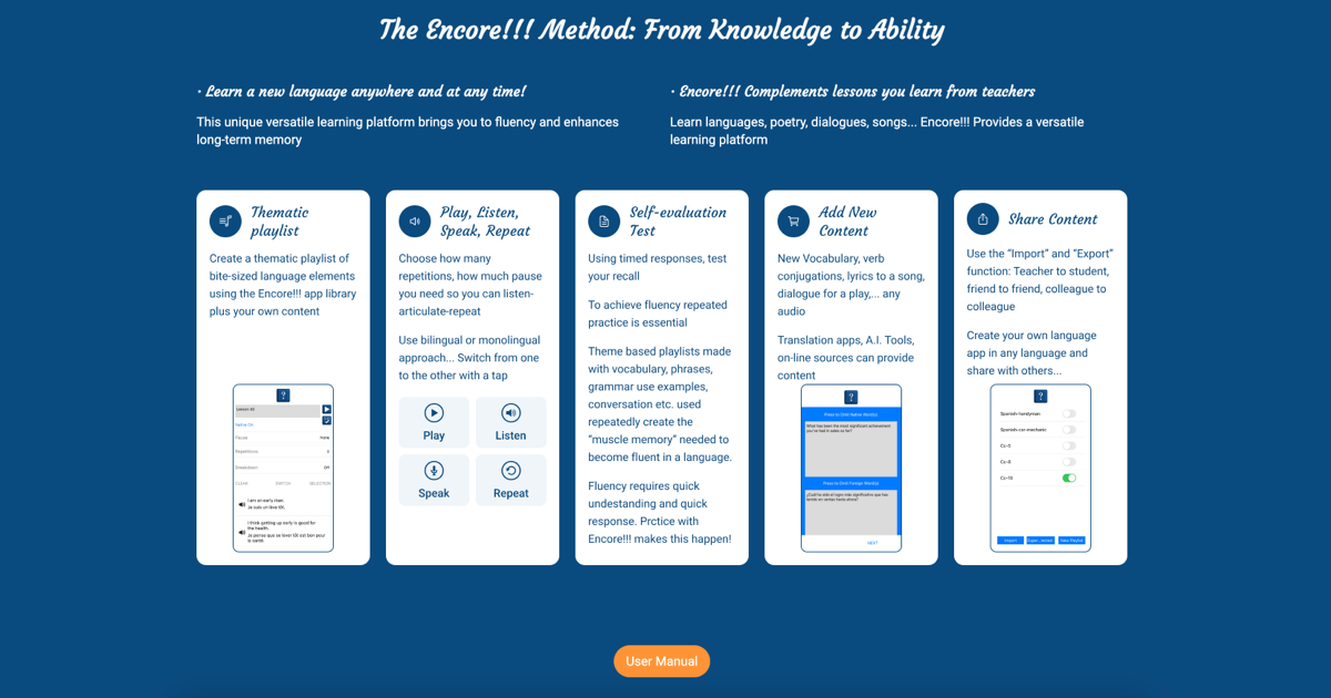 Encore!!! App - We Make Language Learning Easy and Natural