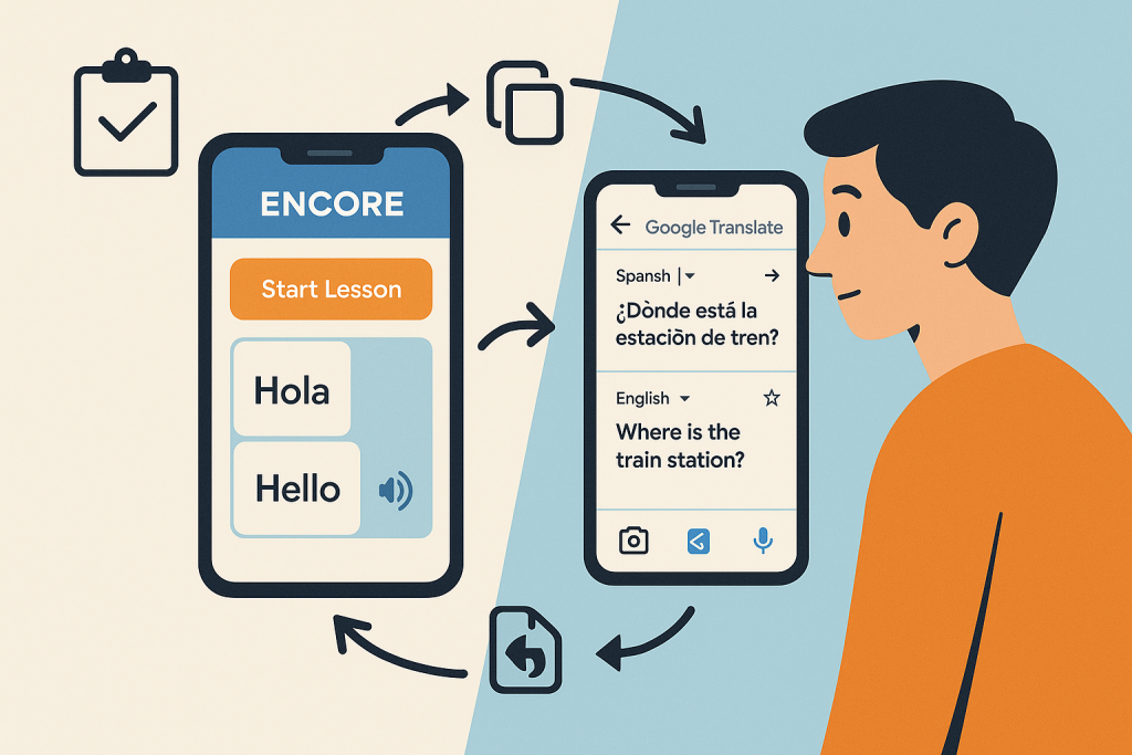 Using Encore!!! Language Learning App And Google Translate